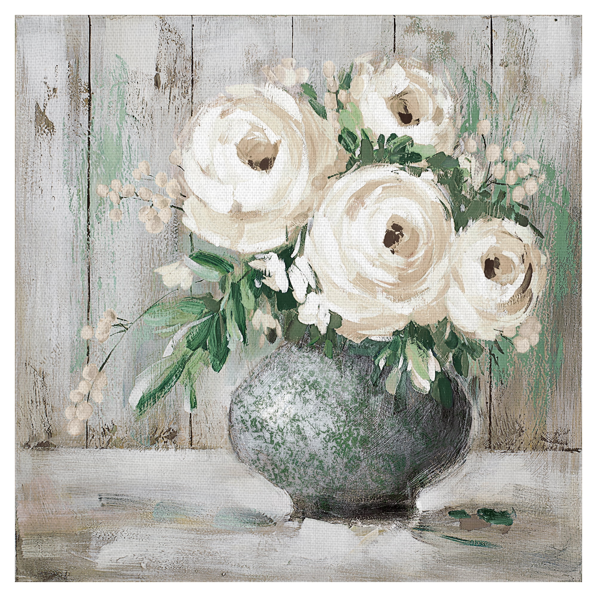 Free Shipping! Masterpiece Art Gallery White & Sage Floral Canvas Wall ...