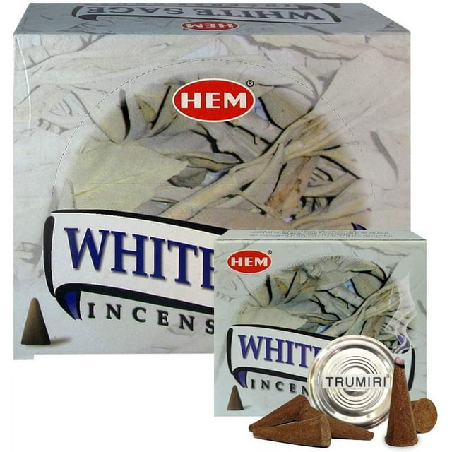 White Sage Incense Cones And Cone Incense Burner Bundle Insence Insense ...