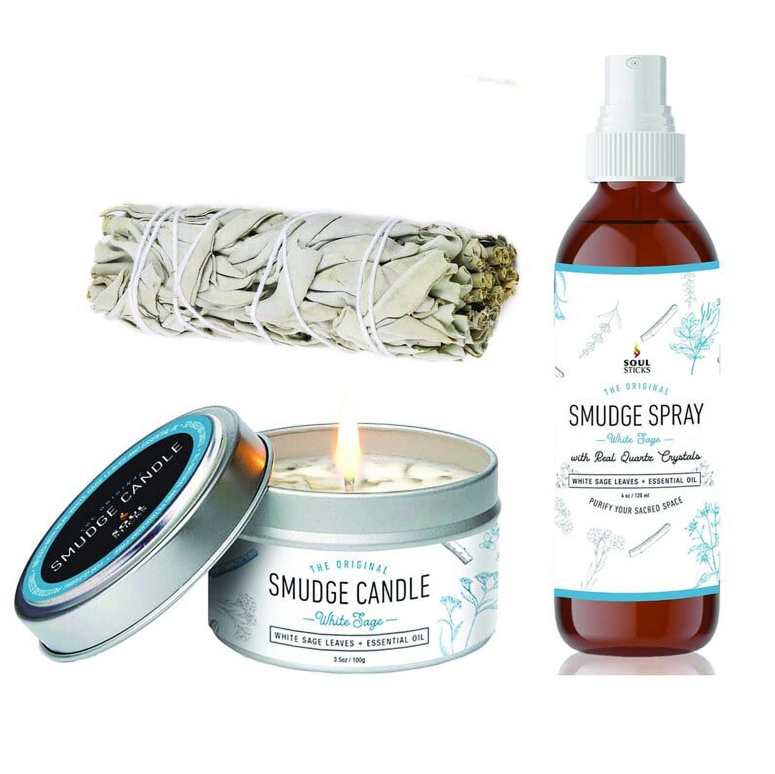 White Sage Set Smudge Spray, Candle & White Sage Smudge Stick Bundle ...