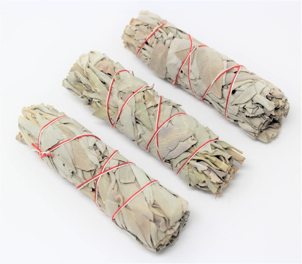 White Sage Smudge Bundles - 3 Pack Bulk Lot + Directions (4" White Sage ...