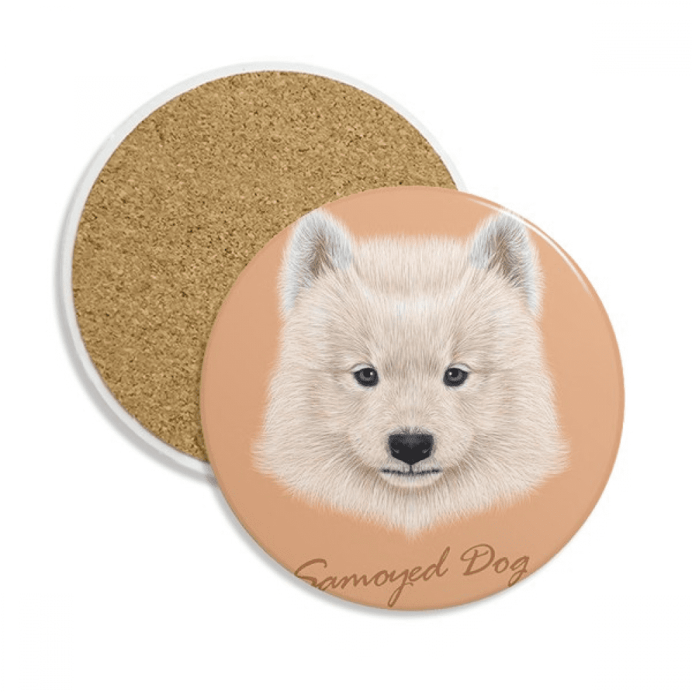 White Samoyed Dog Pet Animal Coaster Cup Mug Tabletop Protection ...