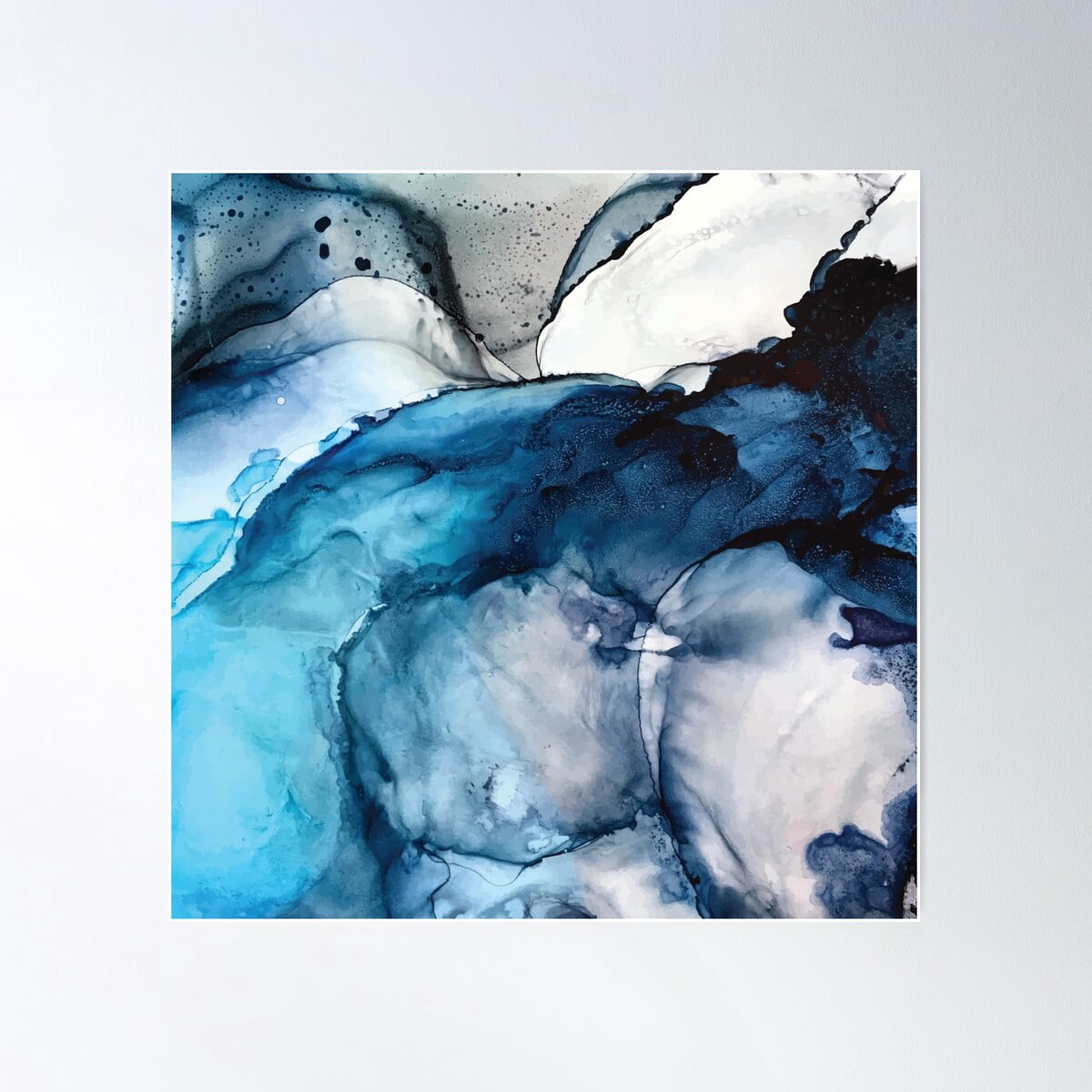 White Sand Blue Sea - Alcohol Ink Painting Poster Wall Art, Modern Wall ...