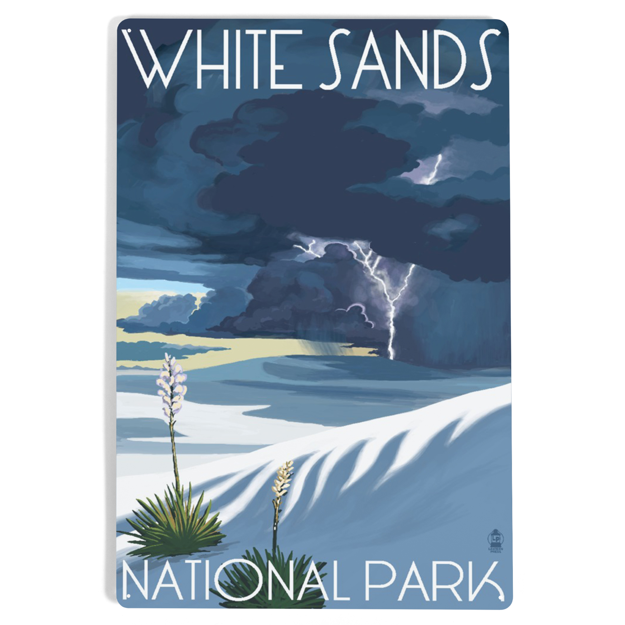White Sands National Park, New Mexico, Lightning Storm (12x18 Aluminum ...