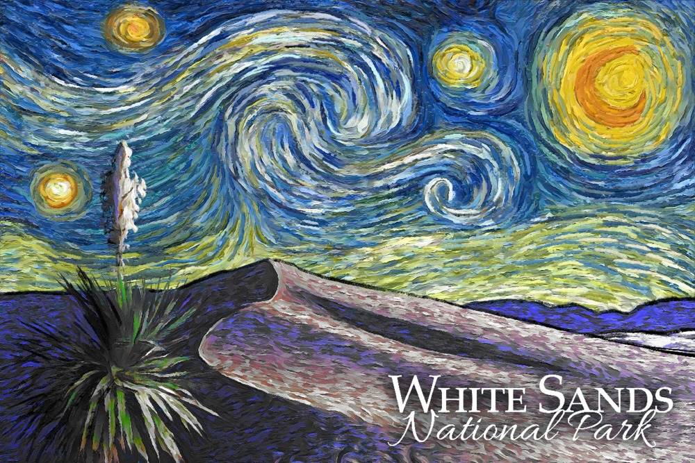 White Sands National Park, Starry Night National Park Series (16x24 ...