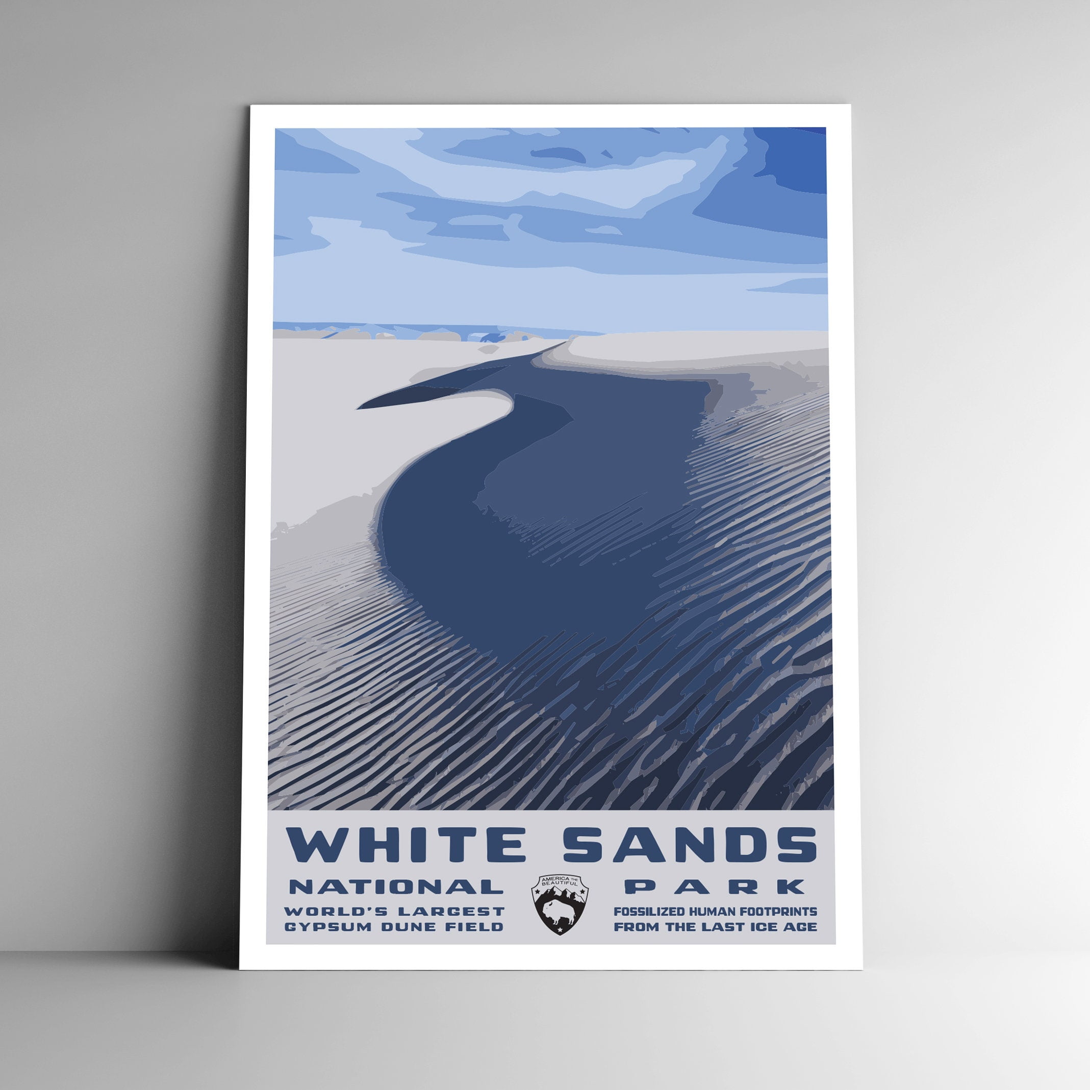 White Sands National Park Vintage Travel Poster / Postcard WPA Style ...