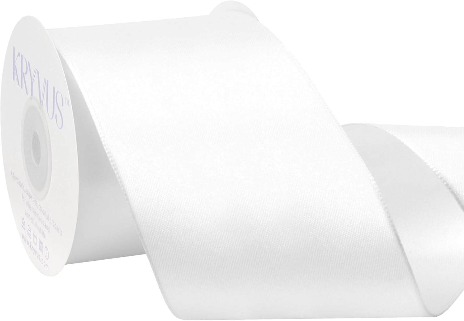 White Satin Wired Ribbon, 2.5 inch X Continous 10 Yards Luxury Double ...