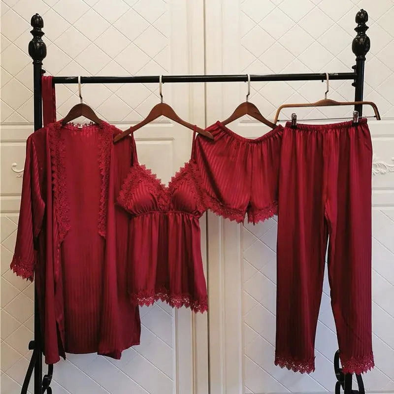 White Satin Women Kimono Robe Set Nightgown Sexy Bathrobe Gown Homewear Bride Bridesmaid Wedding ...