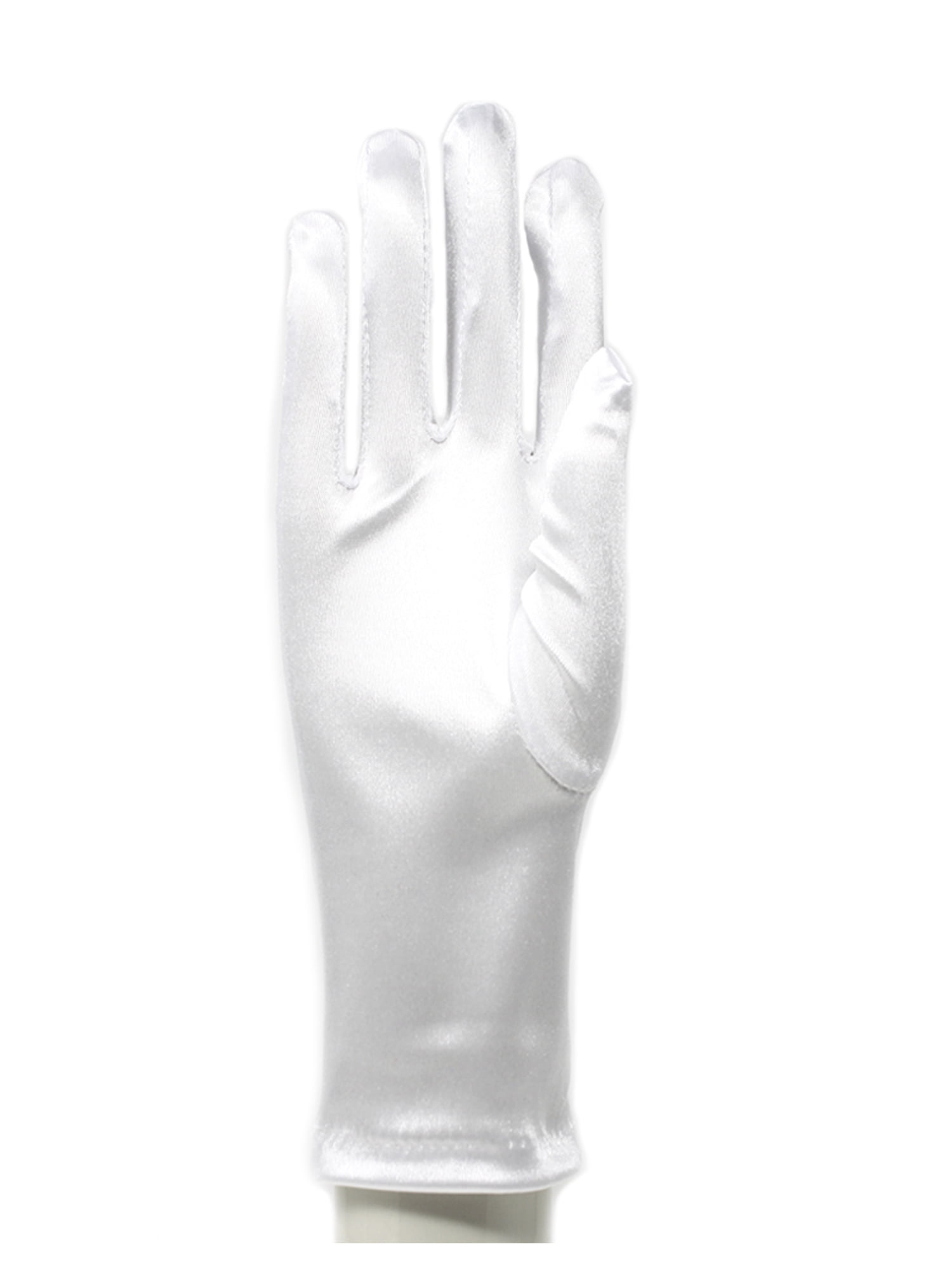 White Satin Wrist Length Dress Gloves - Colorful - Party, Prom, Wedding ...