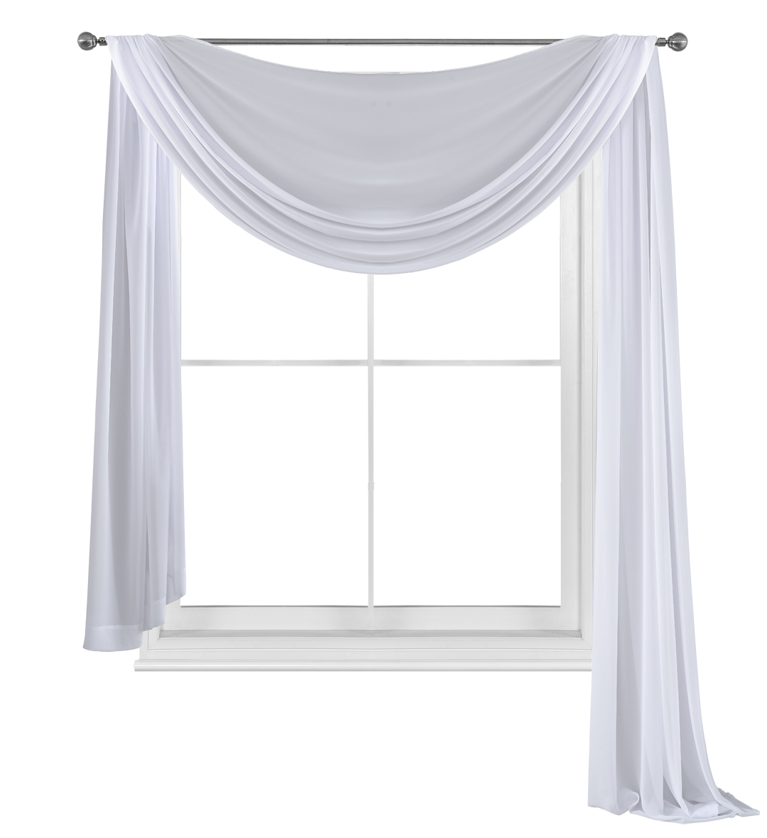 1 PC SOLID WHITE SCARF VALANCE SOFT SHEER VOILE WINDOW PANEL CURTAIN ...