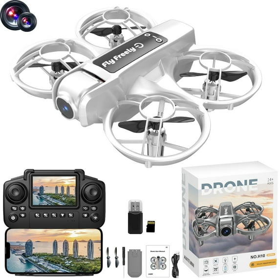 White Screen Remote Control Drone With Dual Camera, Protective Guard, Altitude Hold, One Key ...