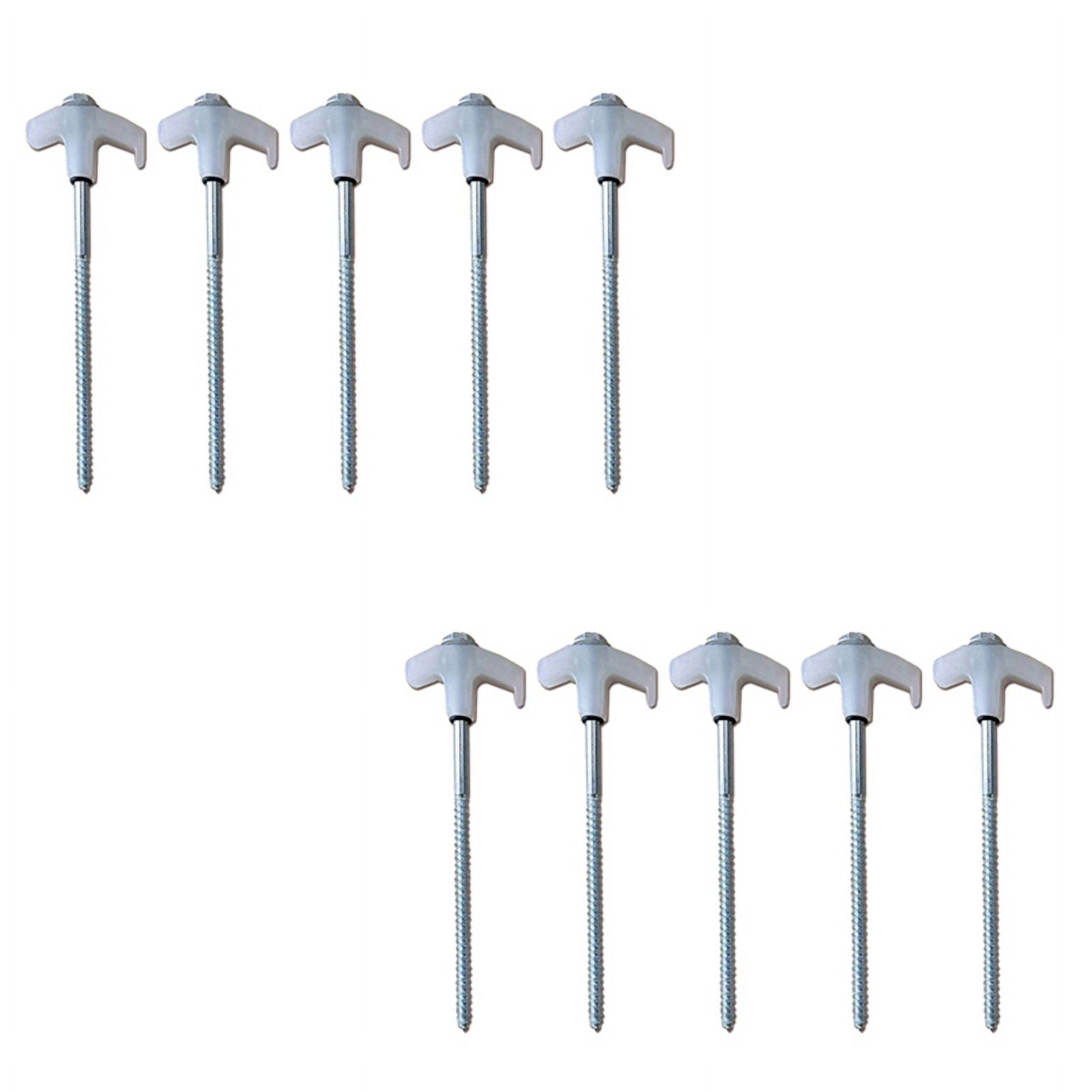 White Screw-Type Tent Spikes, Metal Threaded Heavy-Duty Spikes ...
