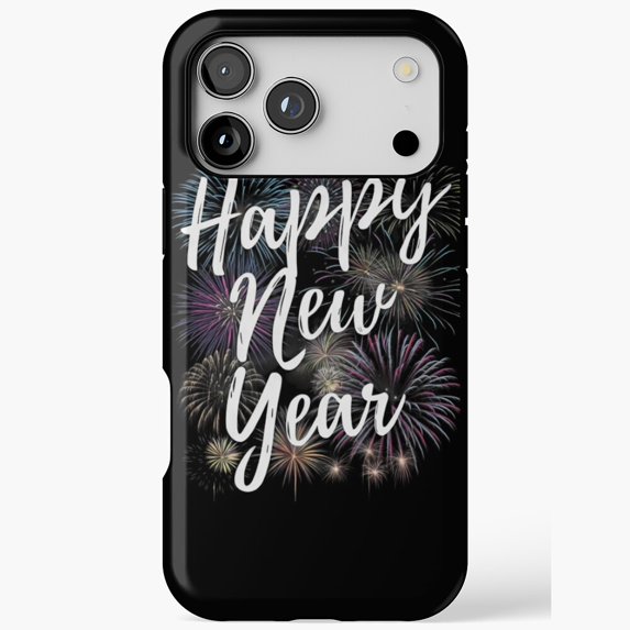 White Script Fireworks New Year 2026 iPhone Case 17 11 12 13 14 15 16 ...