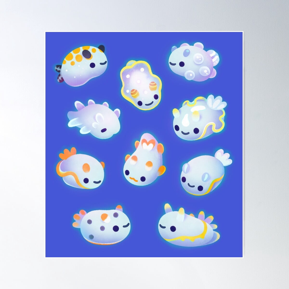 White Sea Slug Poster Wall Art, Modern Wall Decor For Living Room ...