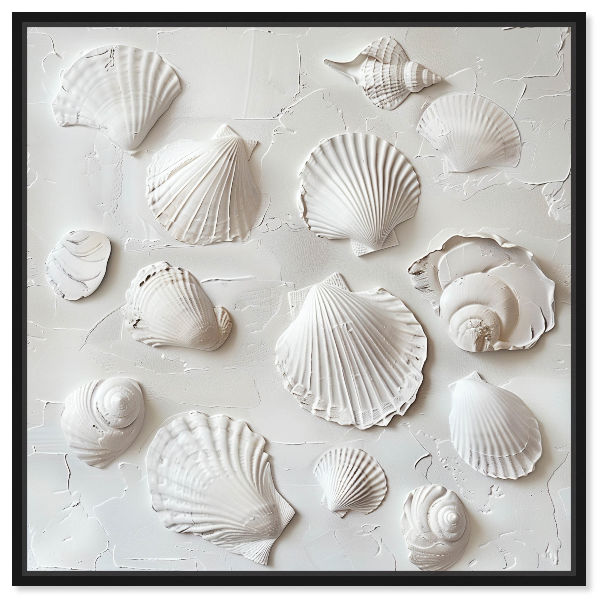 White Seashells Canvas Elegant White Gold Wall Art by Art Remedy, Black ...