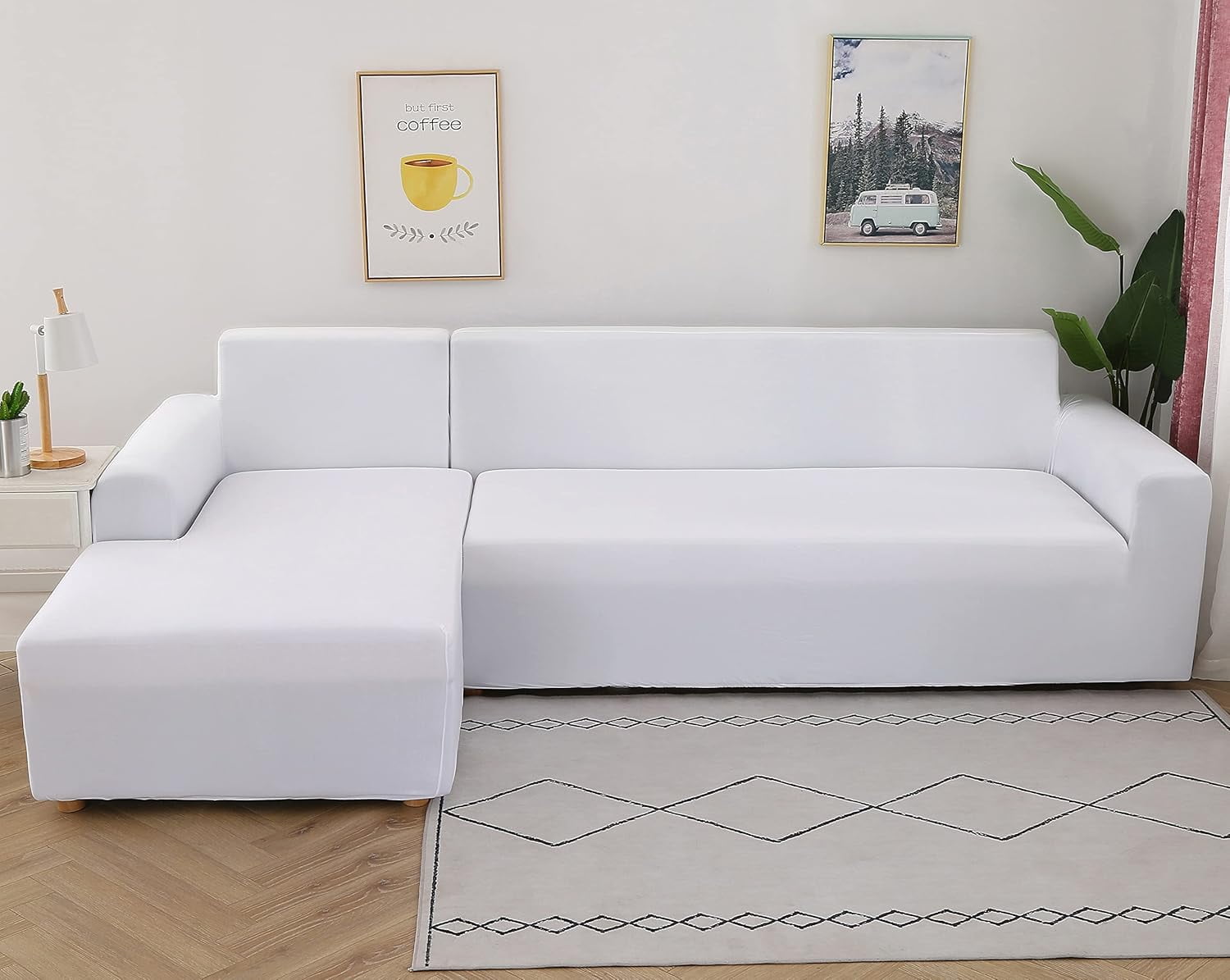 White Sectional Sofa Slipcover Couch Cover Universal Stretch Sofa ...