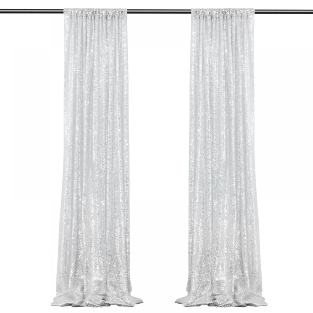 White Sequin Backdrop Curtain Panels 1 Pieces 2FTx8FT Wedding Birthday ...