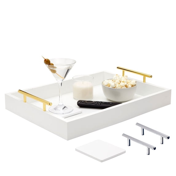 Juvale Ottoman Tray with Coasters & Interchangeable Gold & Silver ...