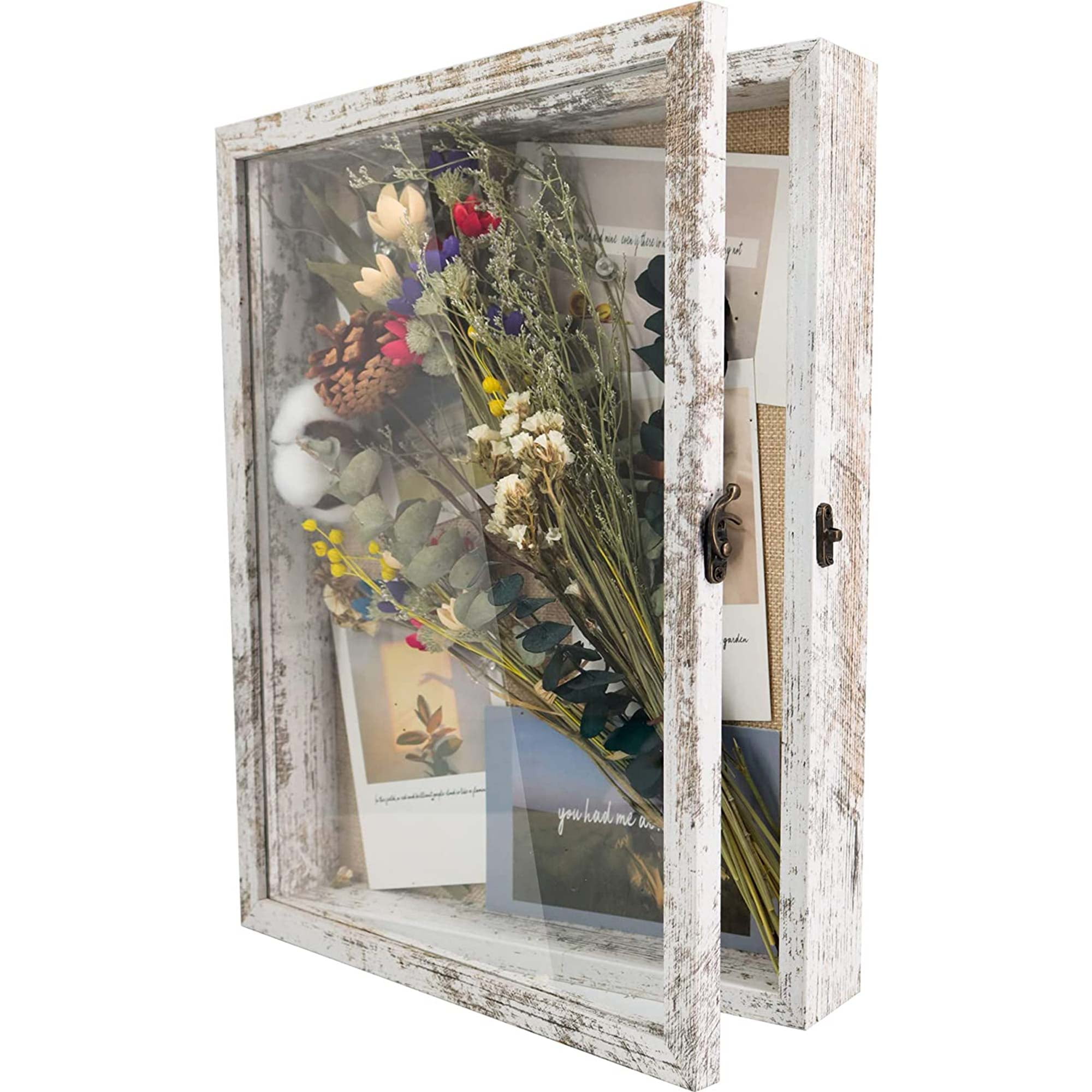 White Shadow Box Frame Real Glass Window Door with Hinge 11 x 14 ...