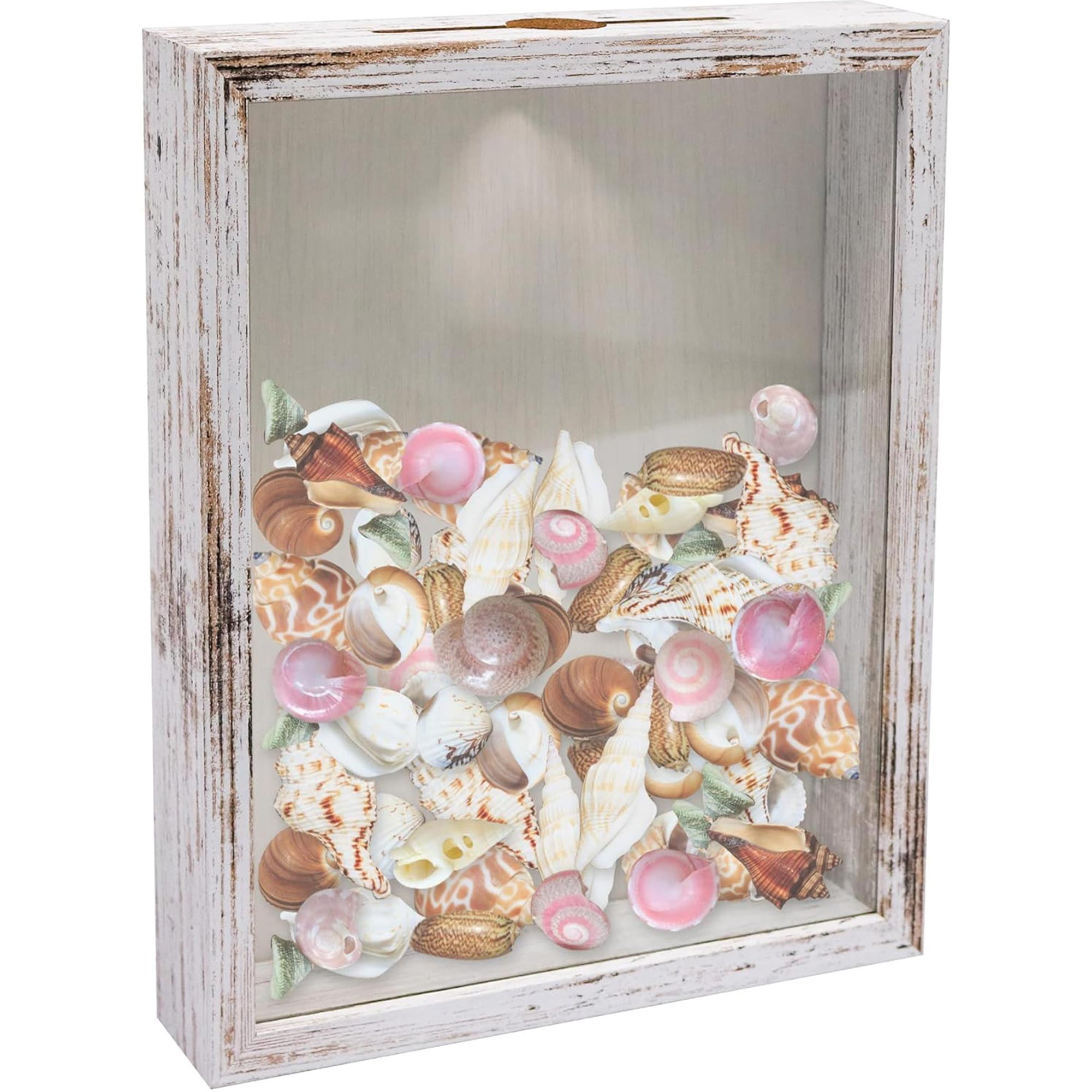 White Shadow Box Frame Wood Collection Case With Slot on top 8 x 10 ...
