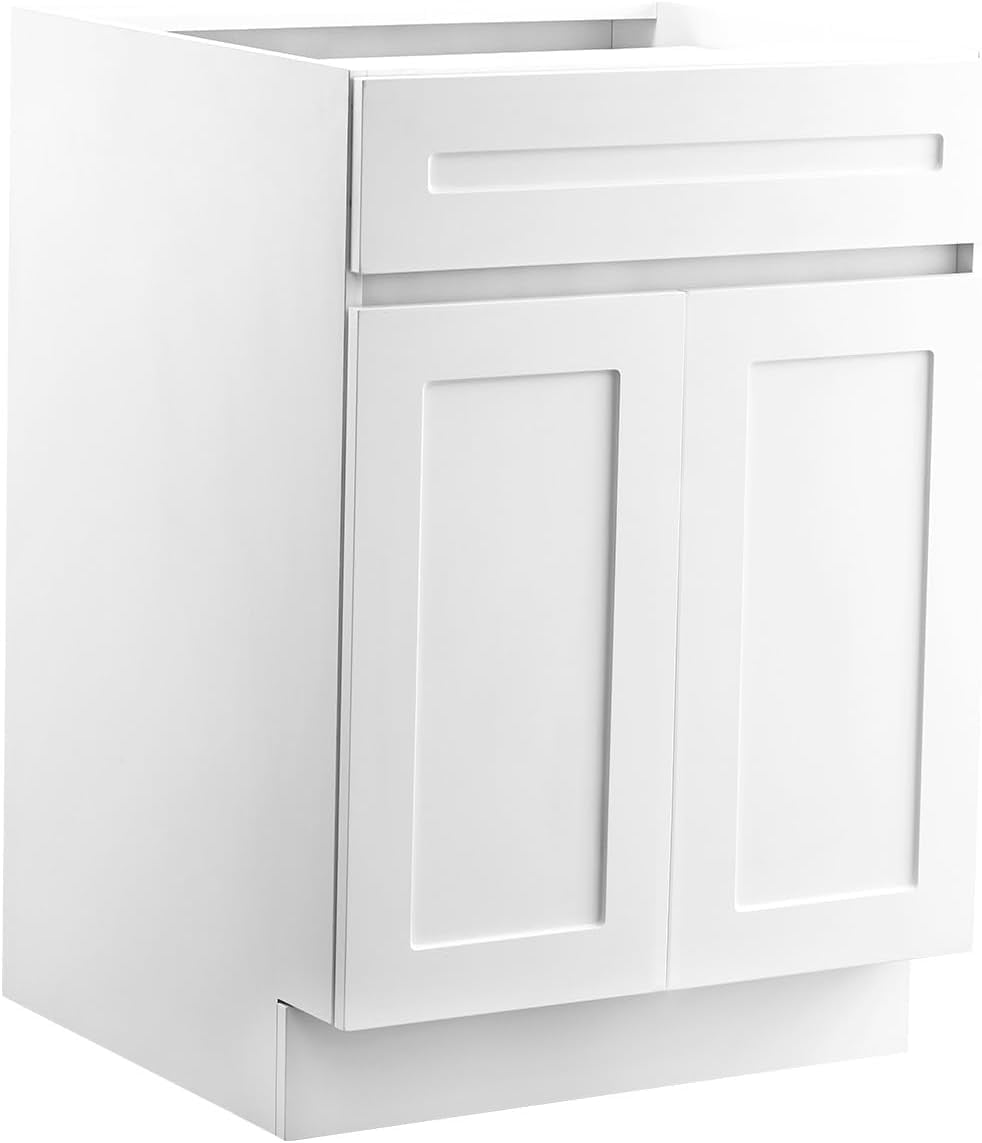White Shaker Base Cabinet with Drawer, 30-Inch Unassembled Drawer Base ...