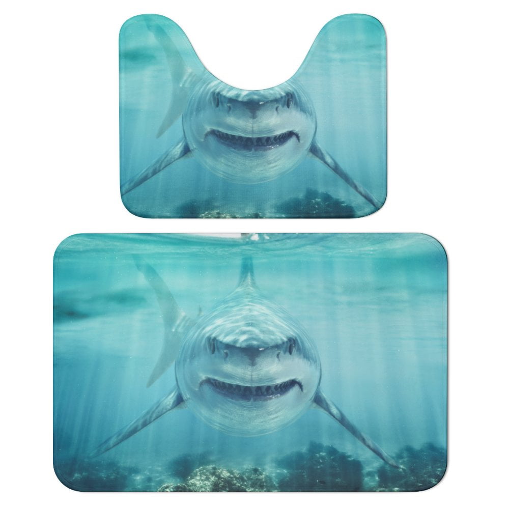 White Shark Bathroom Rugs Set 2 Pieces, Bathroom Set - Quick Drying ...