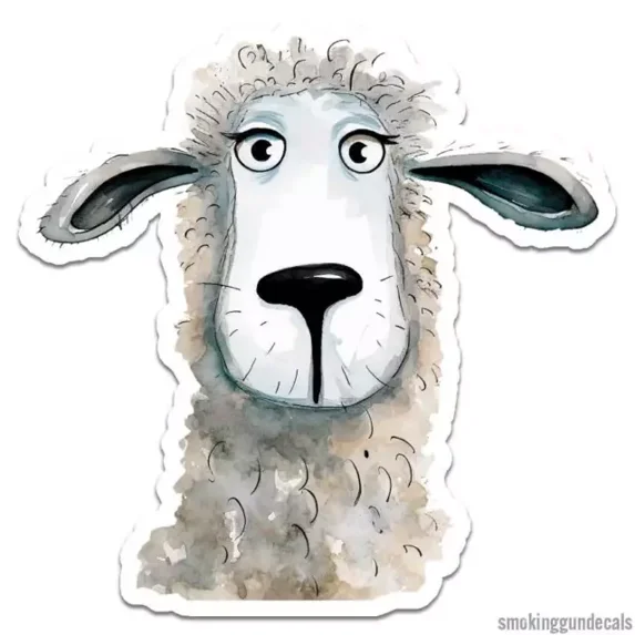 White Sheep Lamb Sticker Indoor Outdoor Phone Decal Water Bottle ...
