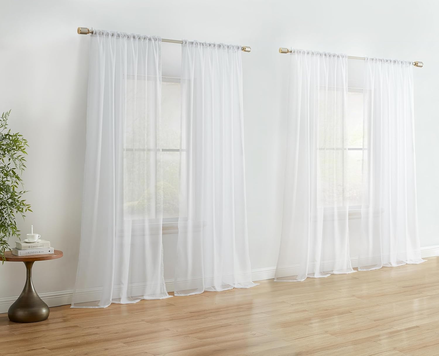 White Sheer Curtain Panels: Sheer Voile Light Filtering Window ...