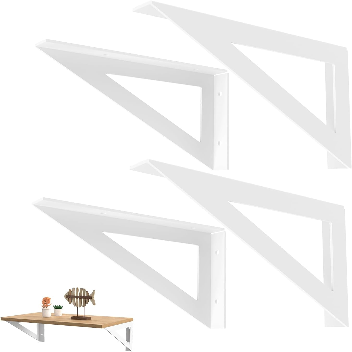 White Shelf Brackets 10 x 5 Inch, 4 Pack Solid Shelf Brackets ...