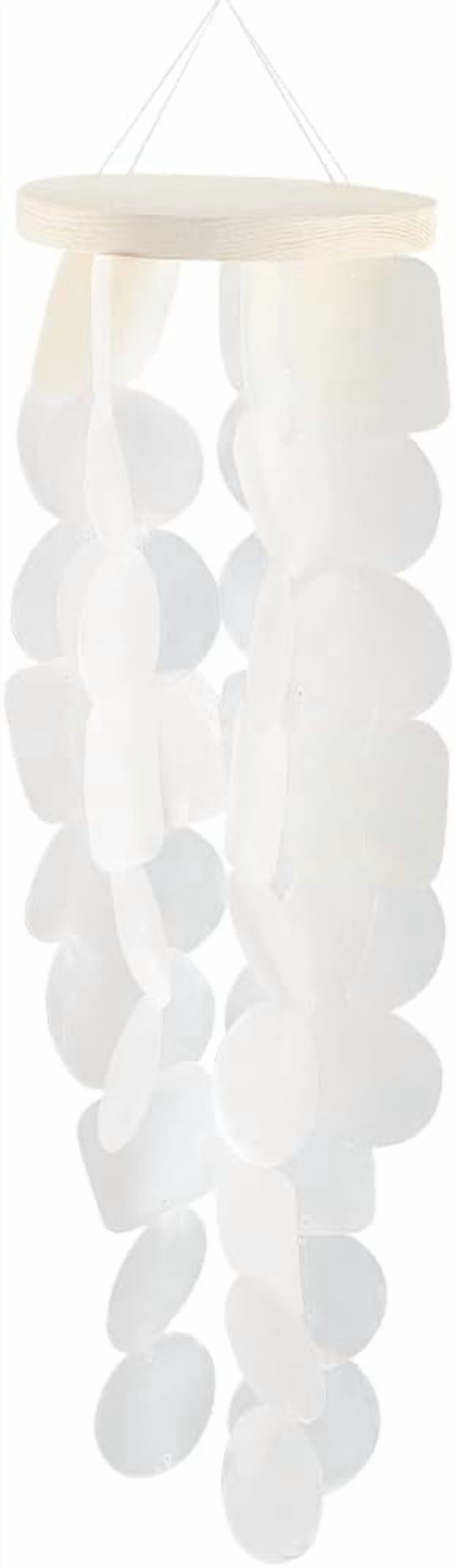 White Shell Wind Chime Capiz Windchimes Outdoors Coastal Themed Sea ...