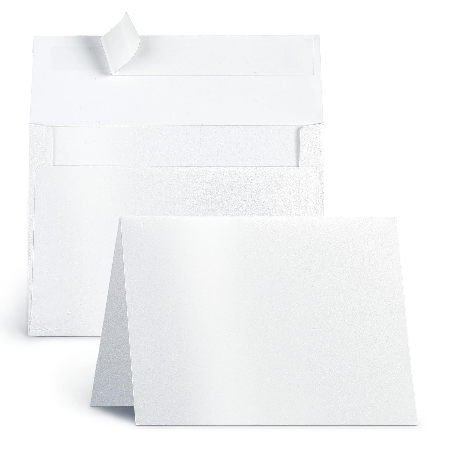 White Shimmer 5x7 Blank Cards and Envelopes, Goefun Pearl White Folded ...