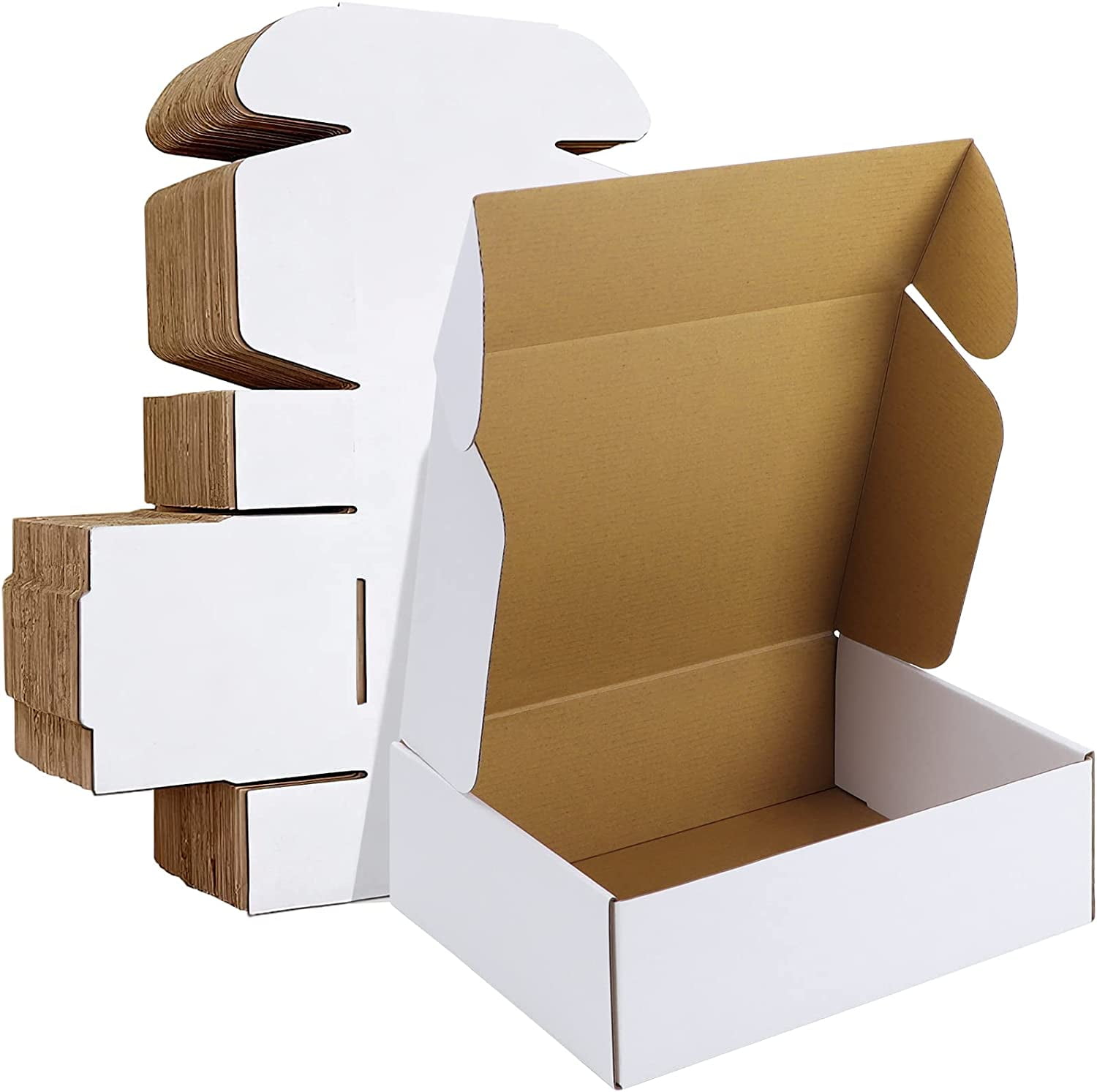 White Shipping Boxes 10x6x4" Made in USA - 50 Pack White Corrugated ...