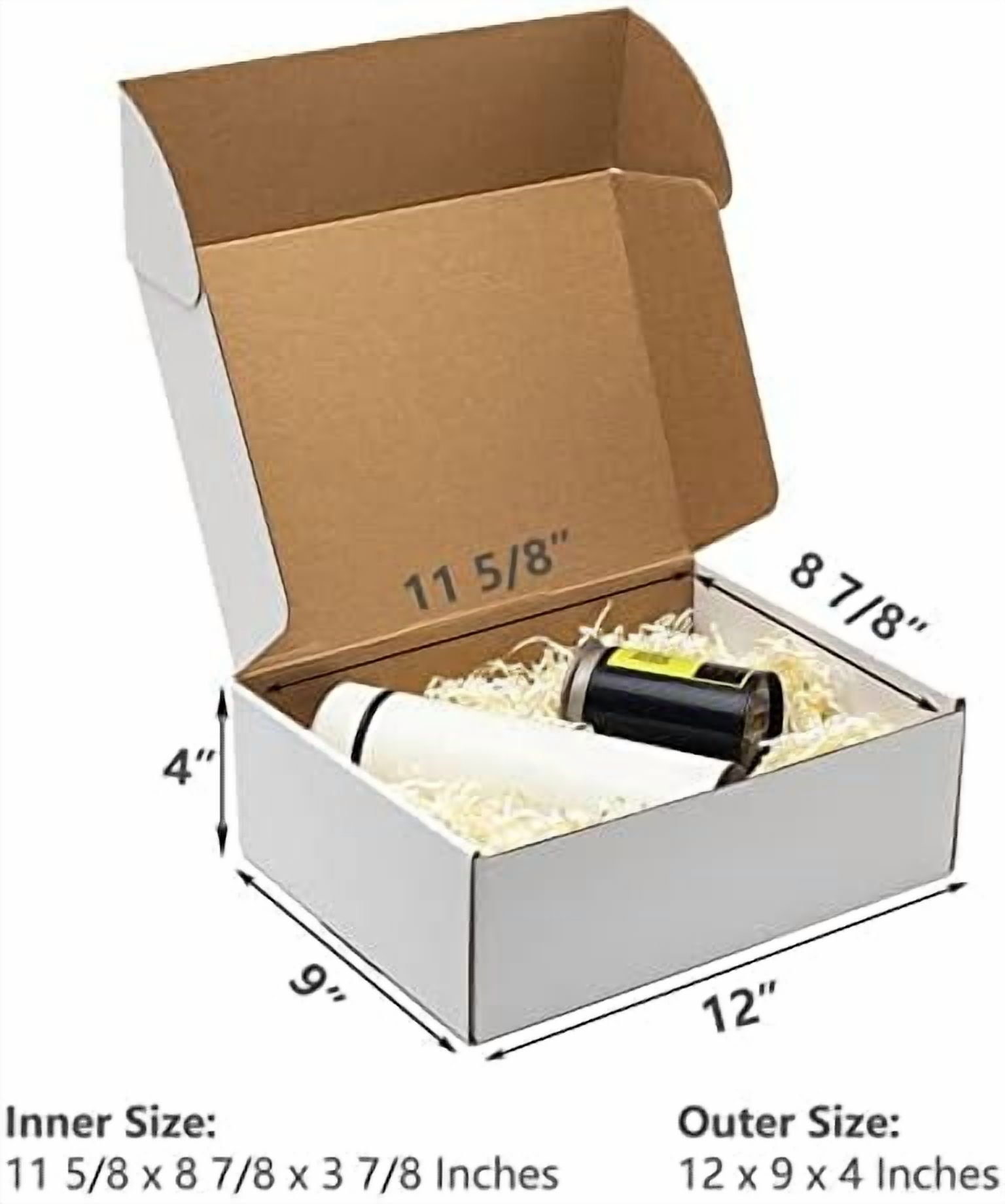 White Shipping Boxes 12x9x4" 20 Pack- Corrugated Cardboard Mailing Box ...