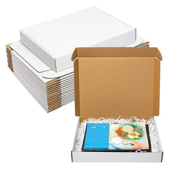 White Shipping Boxes 13x10x2" 25 Pack - Corrugated Cardboard Box ...