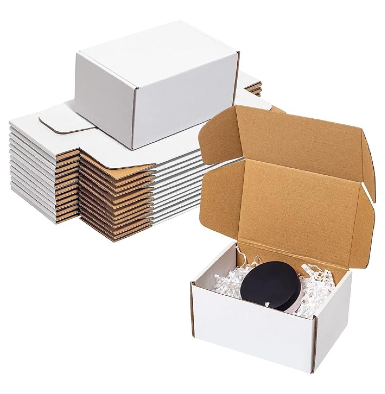 White Shipping Boxes 6x4x3" 25 Pack - Corrugated Cardboard Mailing ...