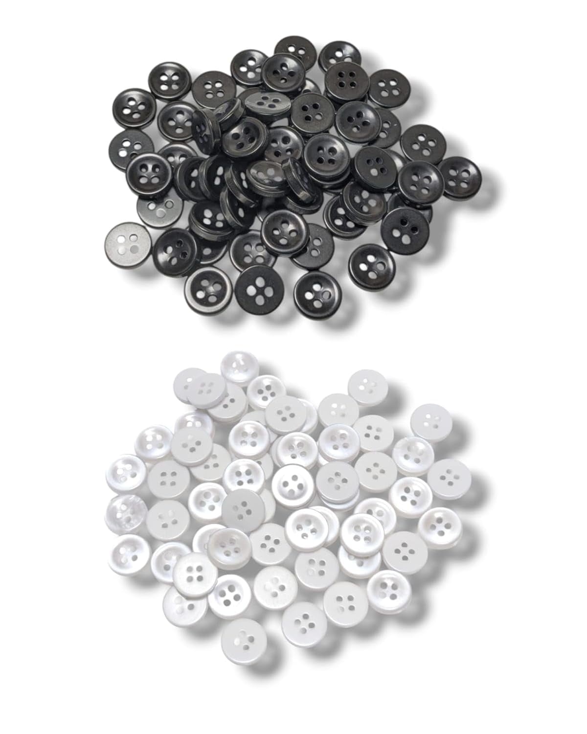 White Shirt Buttons and Black Shirt Buttons 50 pcs 50 pcs Flat 4Hole ...
