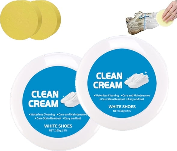 White Shoe Cleaner Cream,Multipurpose No-Wash Solid Comes With Sponge ...