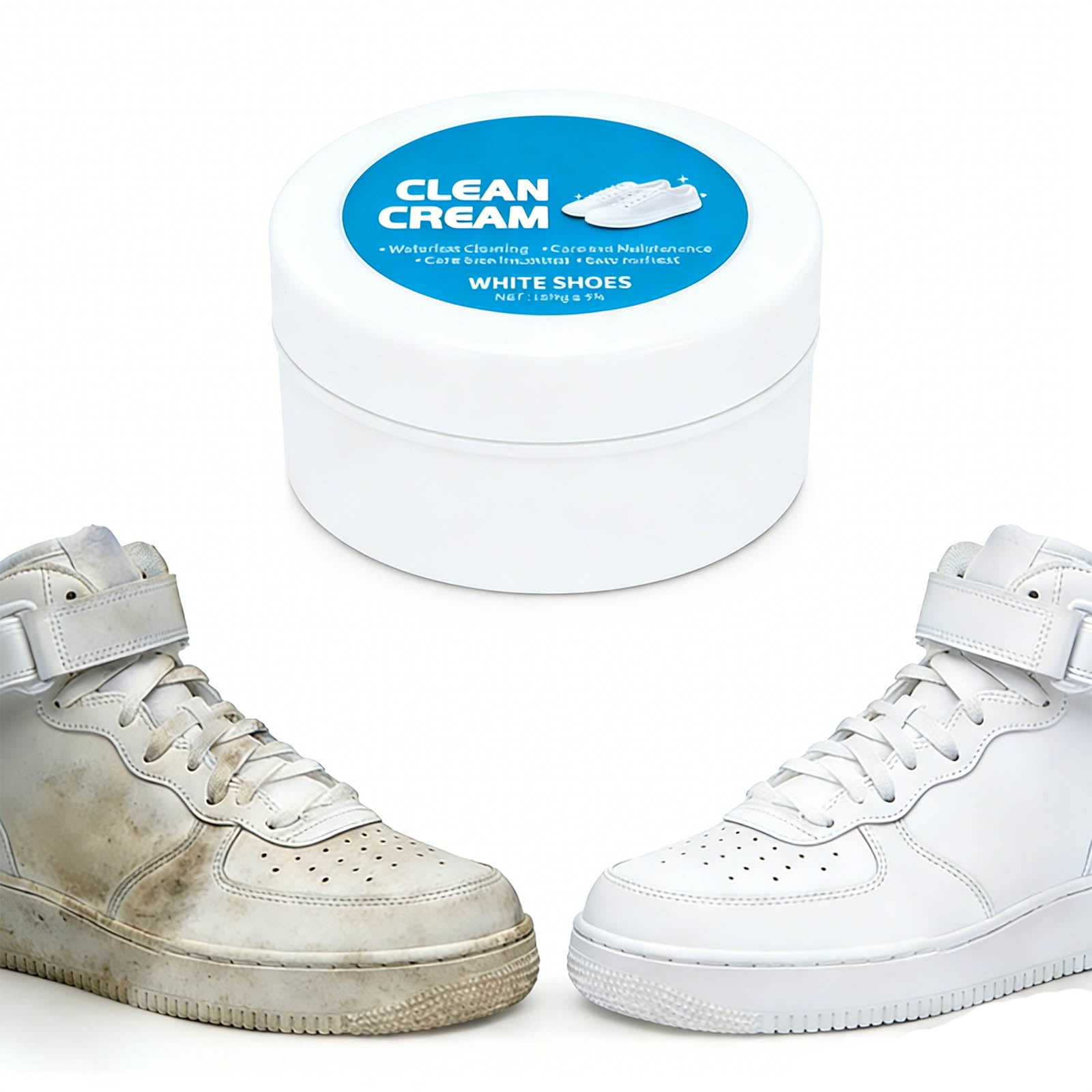 White Shoe Cleaner Cream, Multipurpose No-Wash Solid Comes with Sponge ...