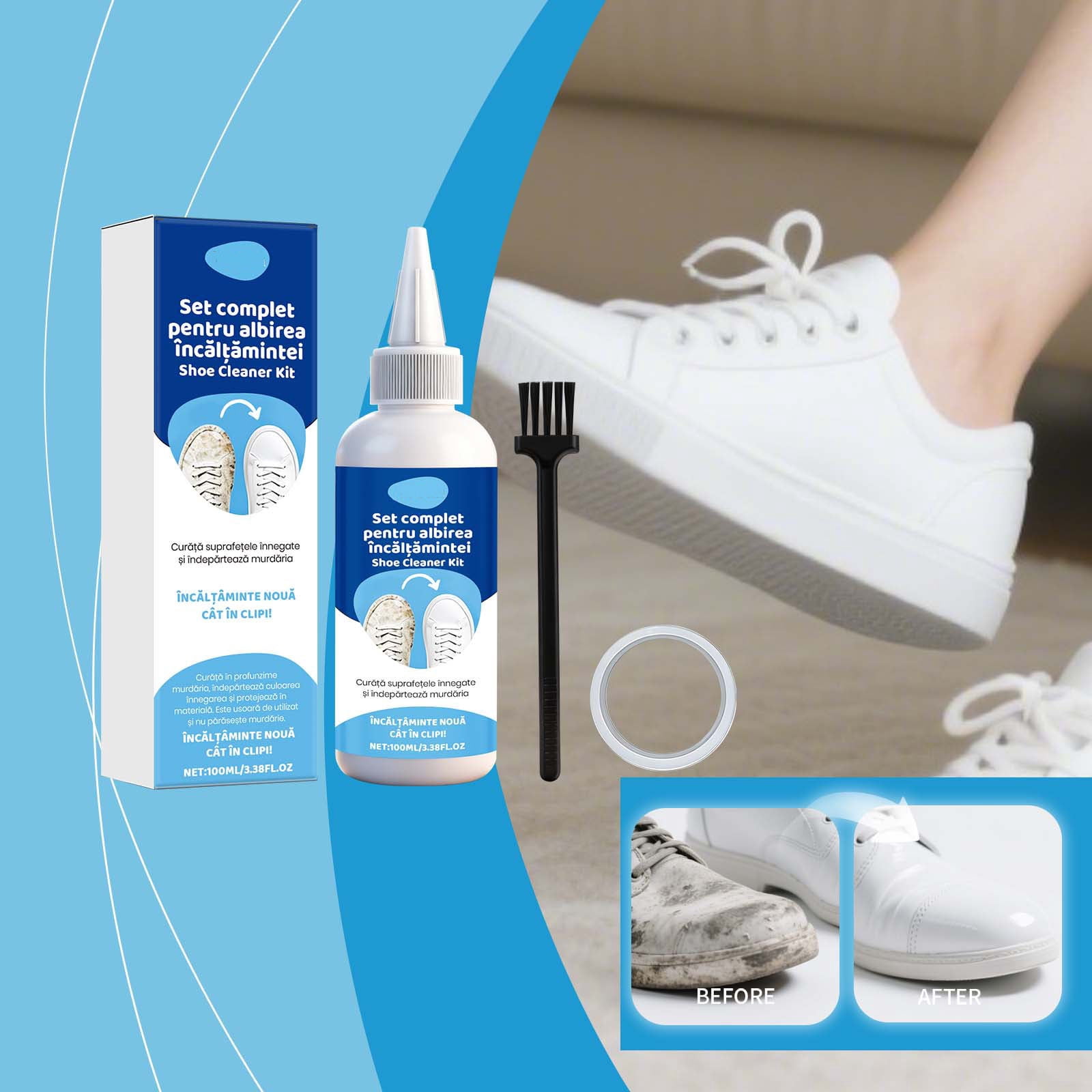 White Shoe Cleaner Foam for Sneakers, Brightening Agent Removes ...