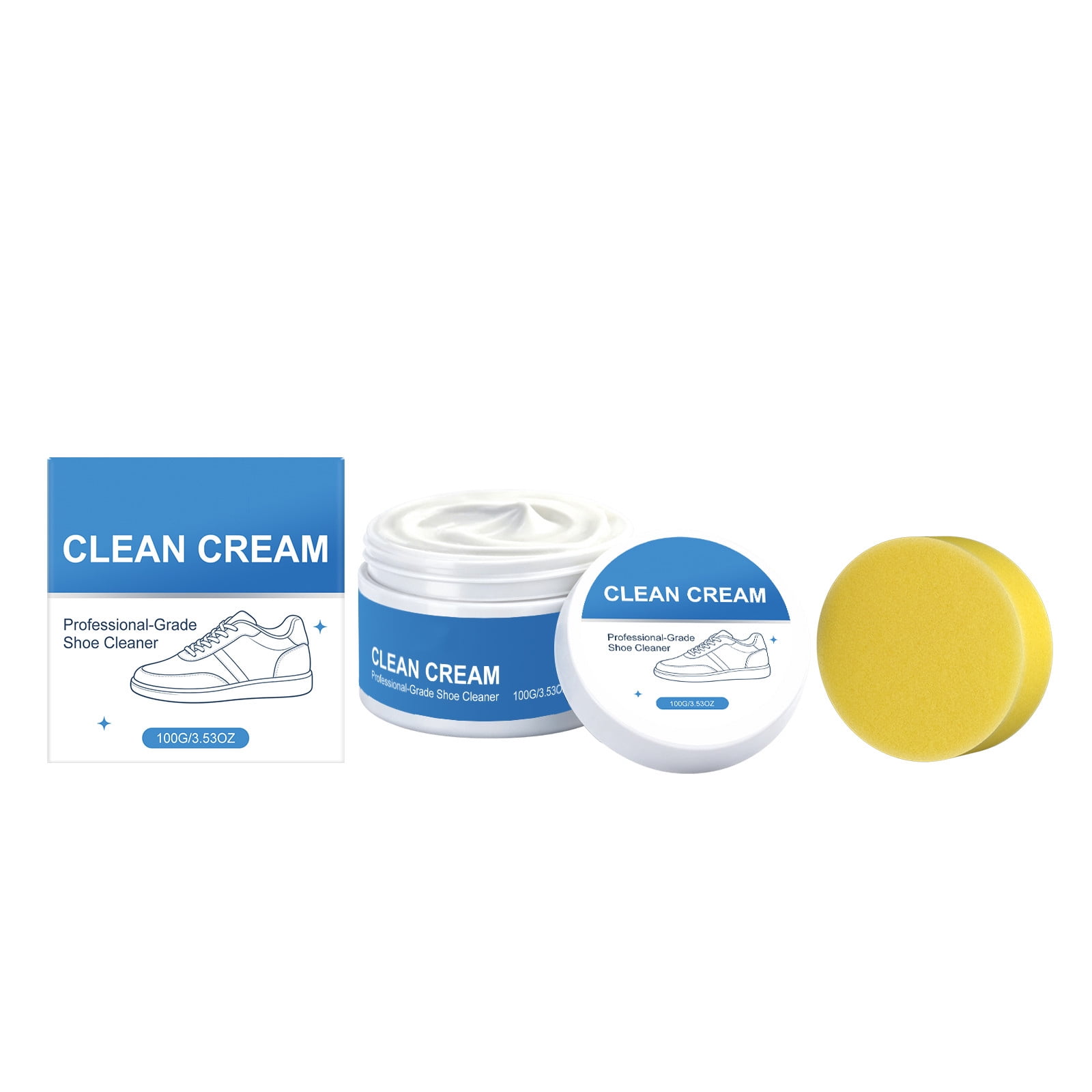 White Shoe Cleaning Cream Sponge Set, Sneaker Canvas Leather Stain ...