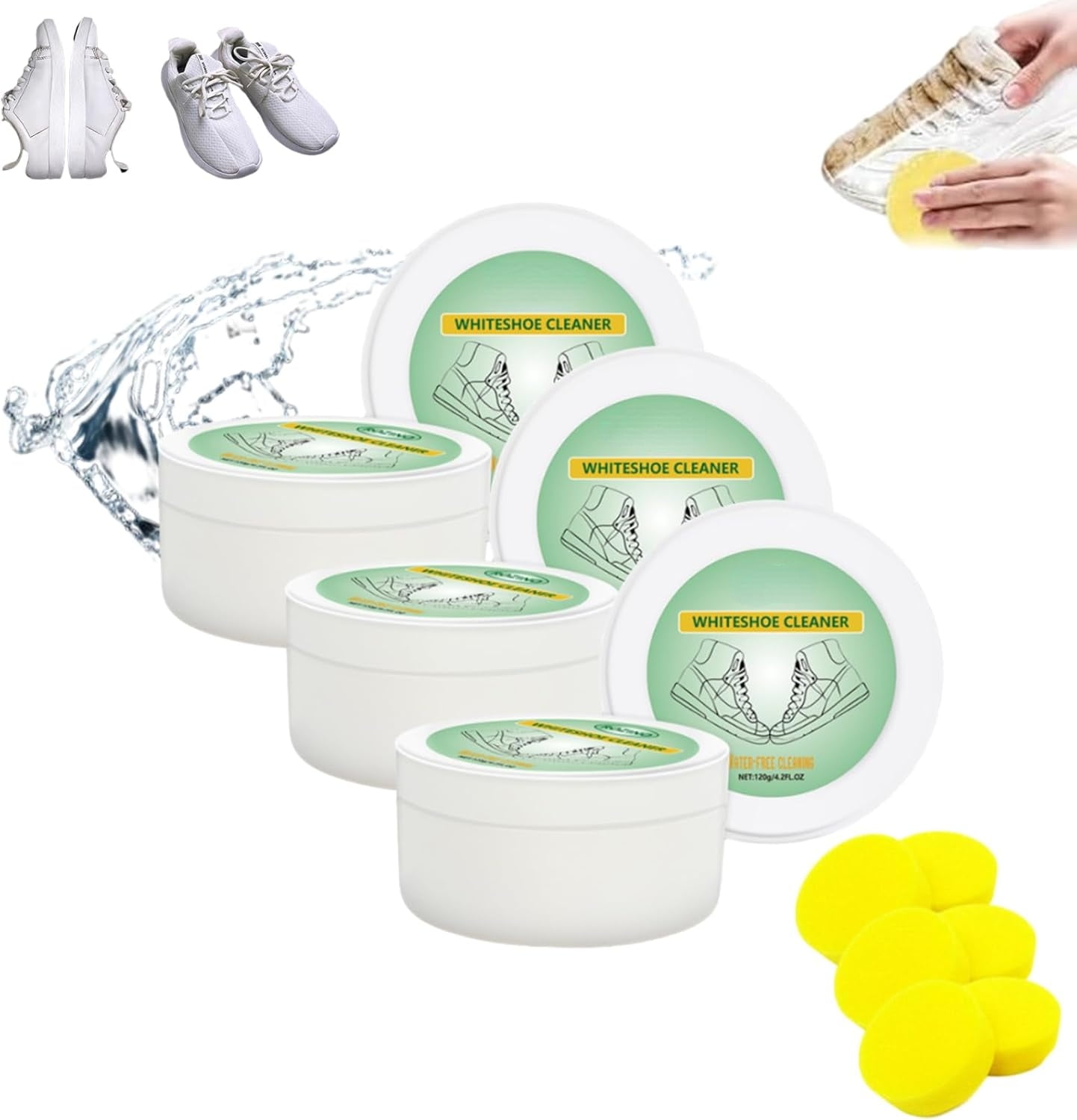 White Shoe Cleaning Cream, White Shoe Cleaner, Sneaker Cleaner Sponge ...