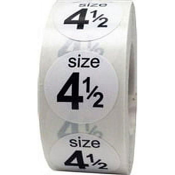 White Shoe Size 4 1/2 Circle Stickers | 0.75" Inch Round | 500 Pack ...