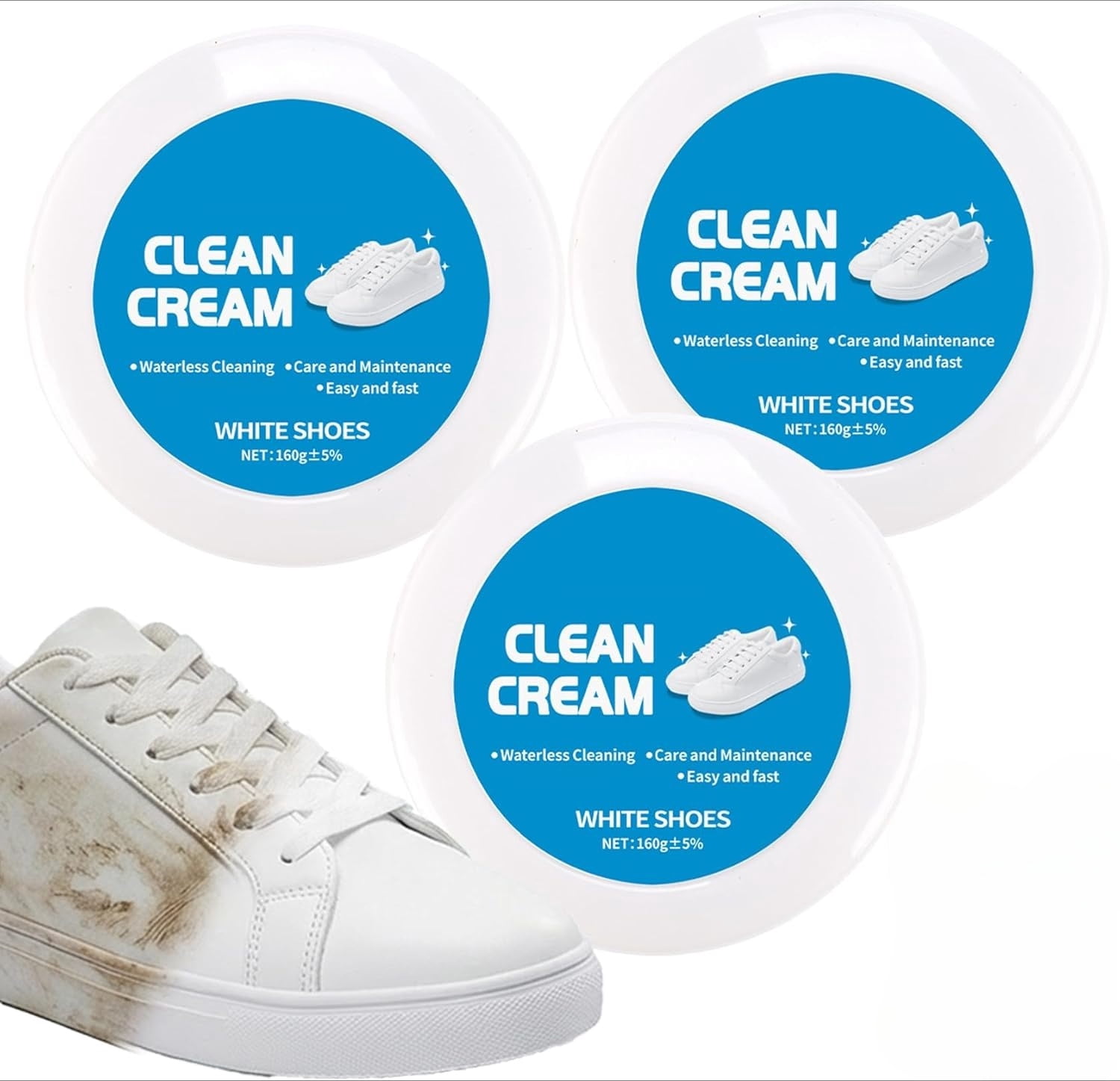 White Shoes Clean Cream, Multipurpose No-Wash Solid with Sponge ...