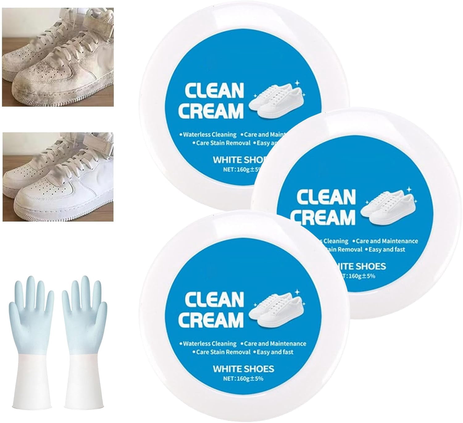 White Shoes Clean Cream,No-Wash Fast-Acting Whitening Formula (5.64 oz ...