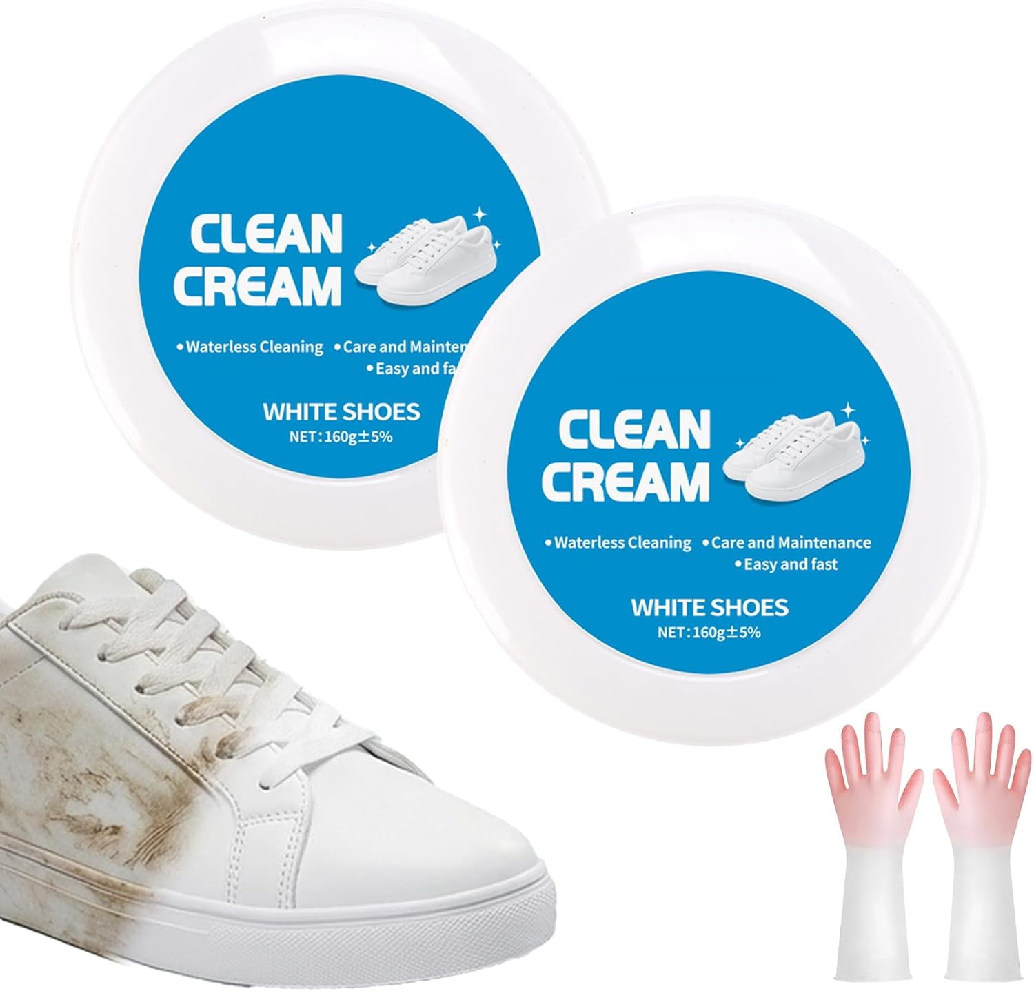 White Shoes Clean Cream, Travel-Friendly Spot Cleaner Kit, Compact ...