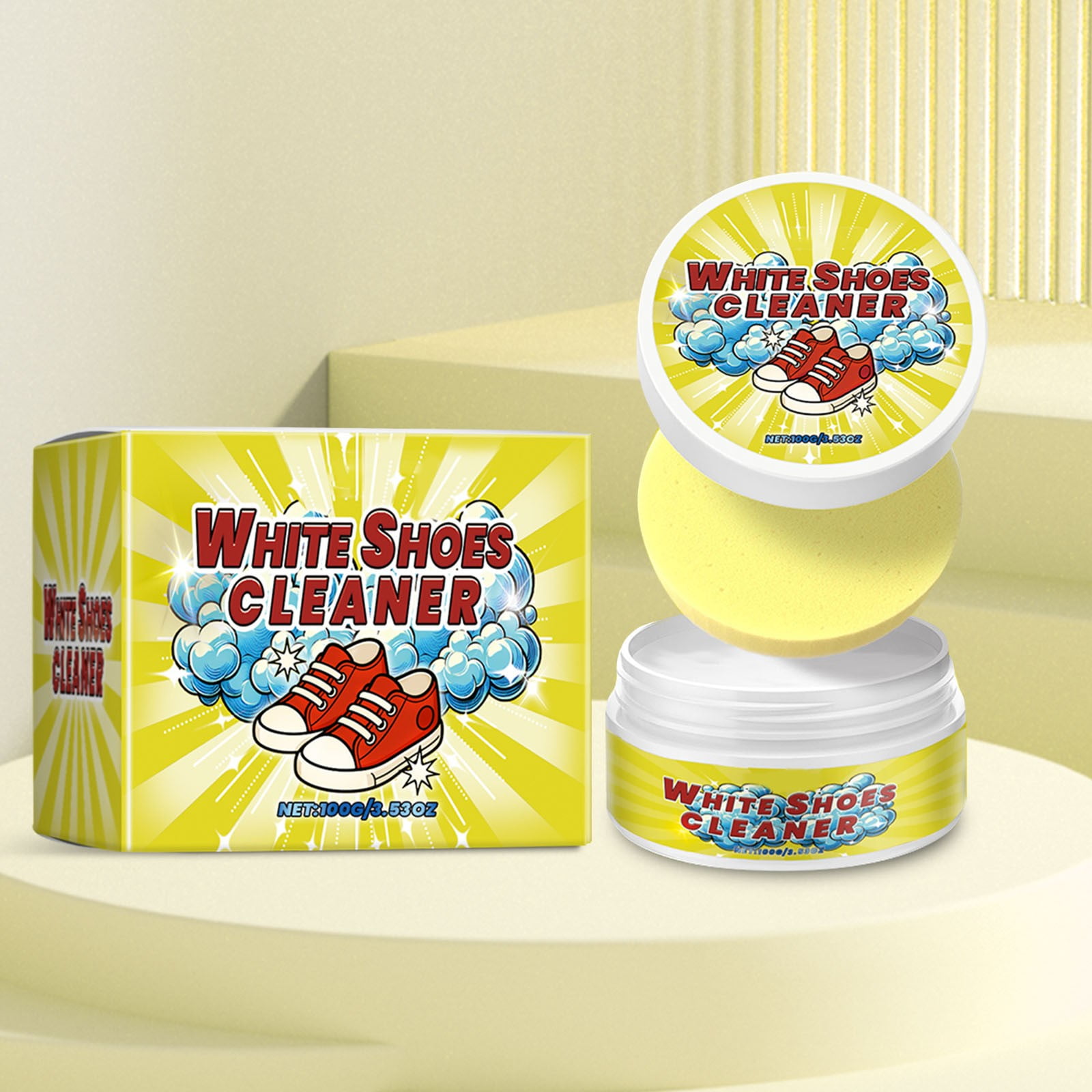 White Shoes Cleaner, Paste Stain Remover, Heavy-Duty Formula, Non-Toxic ...
