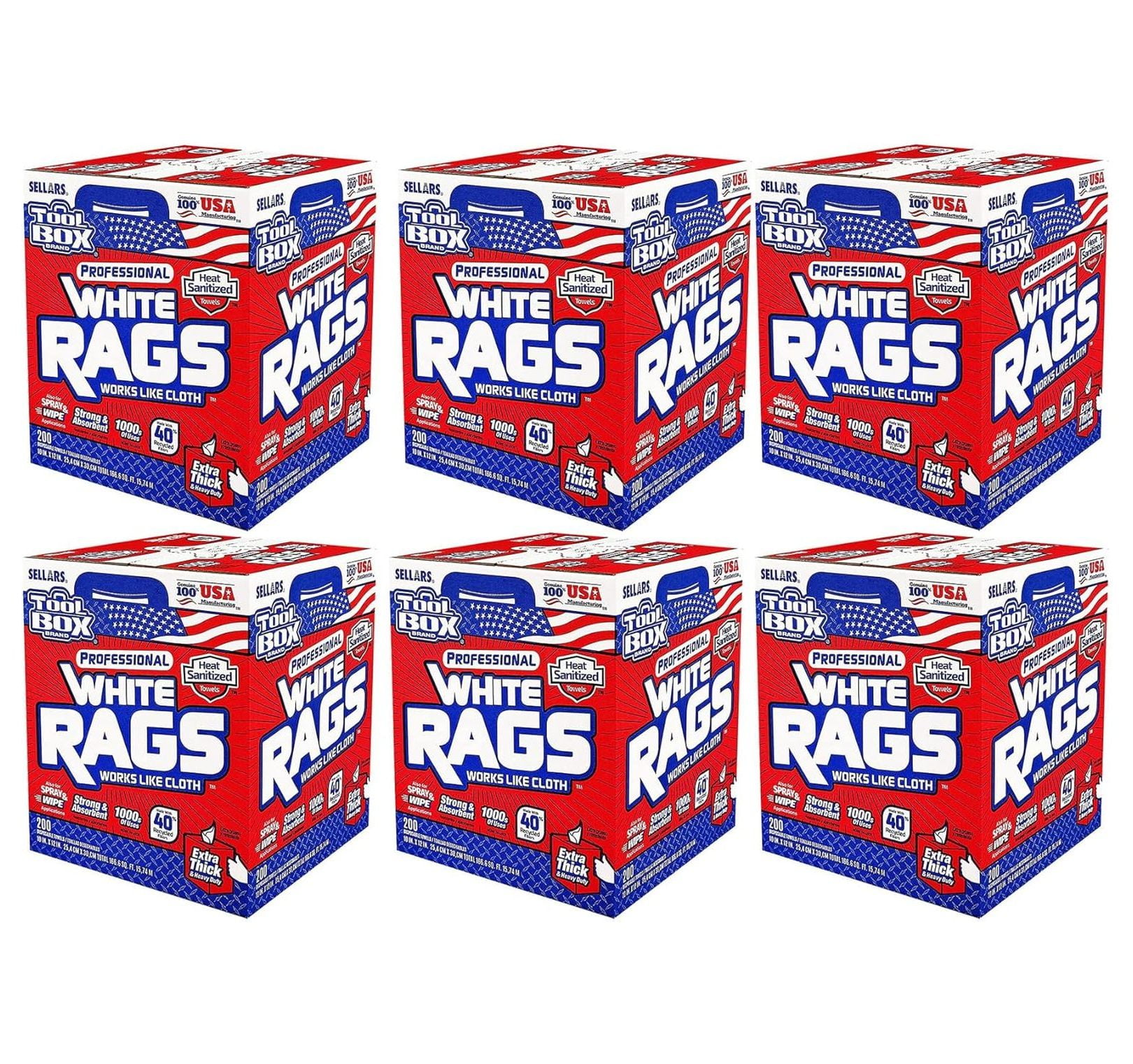 White Shop Towels - TOOLBOX Professional Rags Center Pull Box, 1200 ...