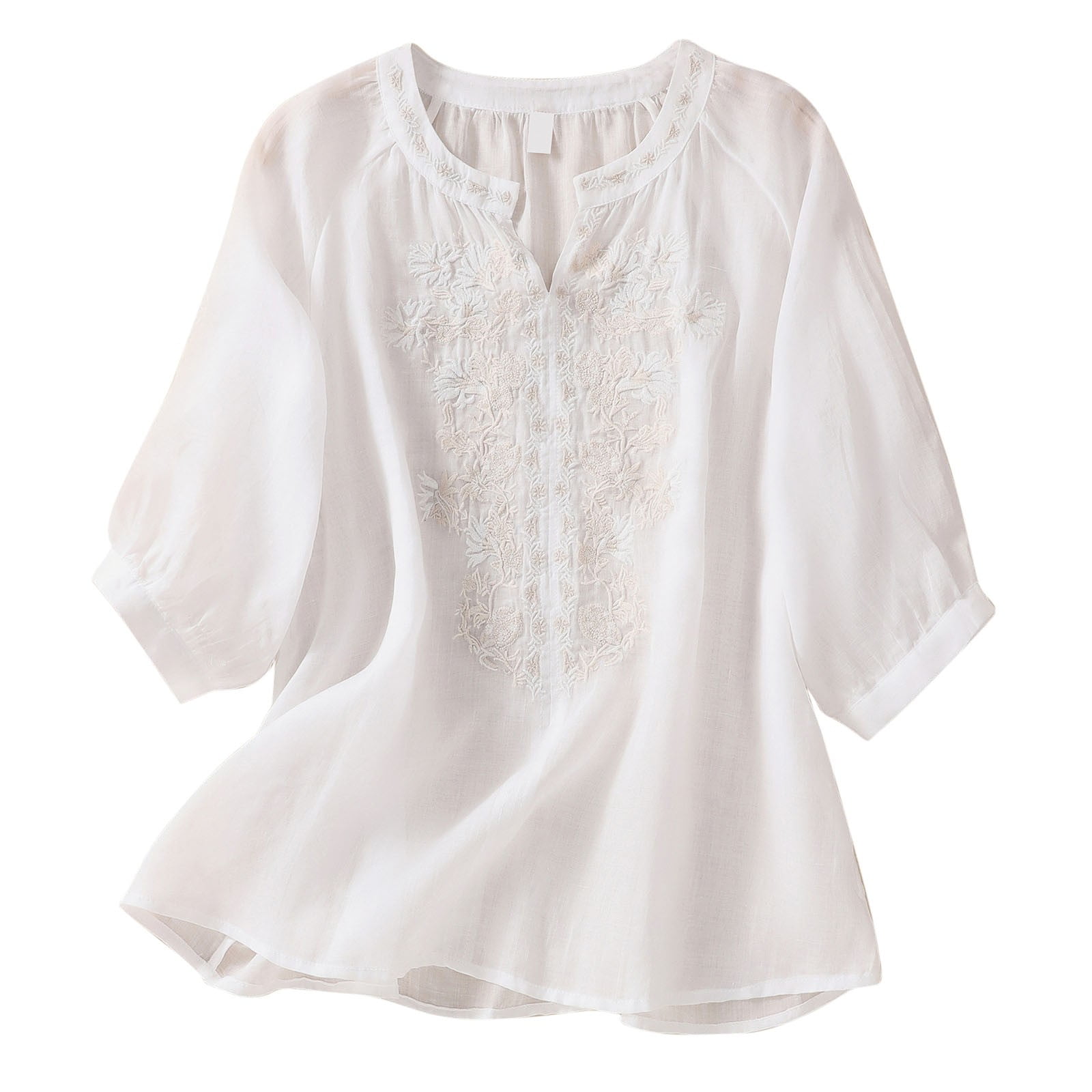 White Short 1/2 Sleeve Tops for Ladies Fall Summer V Turtleneck Neck ...