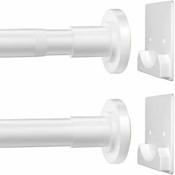White Shower Curtain Rod,1 Inch Diameter Stainless Steel Adjustable ...