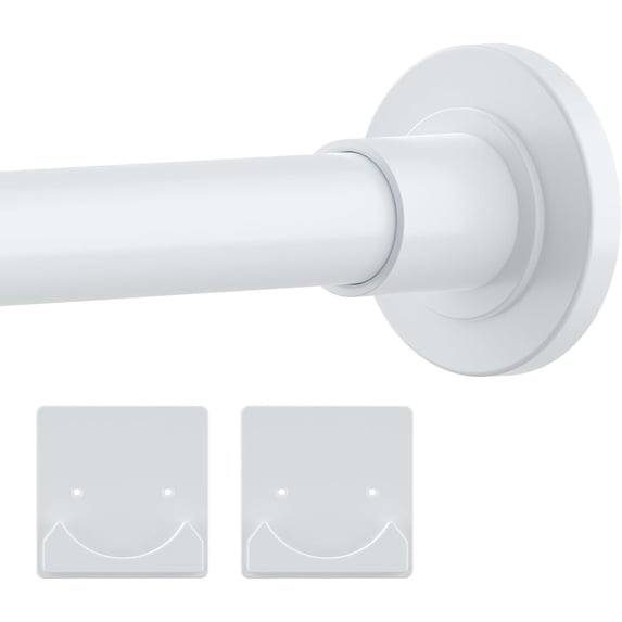White Shower Curtain Rod Adjustable 30-68" with Holder, Anti-Rust ...
