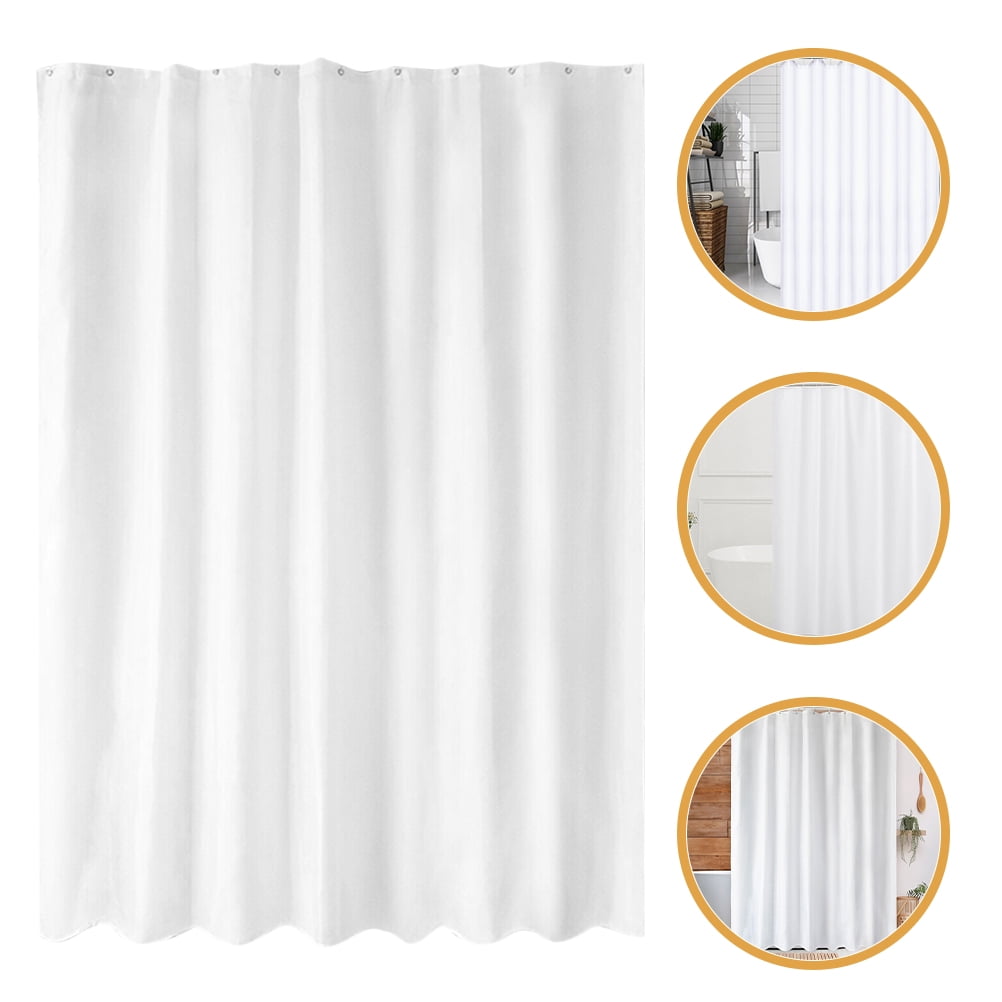 White Polyester Shower Curtain for Bathroom Use Simple and Stylish with ...